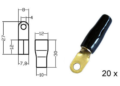 BroditNederland.nl - Kabelschoen , ring, , verguld, zwart 20mmÂ² diam 6mm
